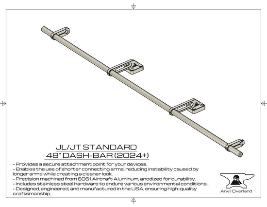 Anvil Overland アンヴィル・オーバーランド JL JT 2024+ ダッシュバー 24inch / 48 inch ...